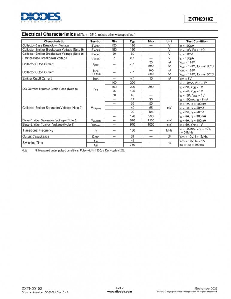 ZXTN2010ZTA datasheet page 4