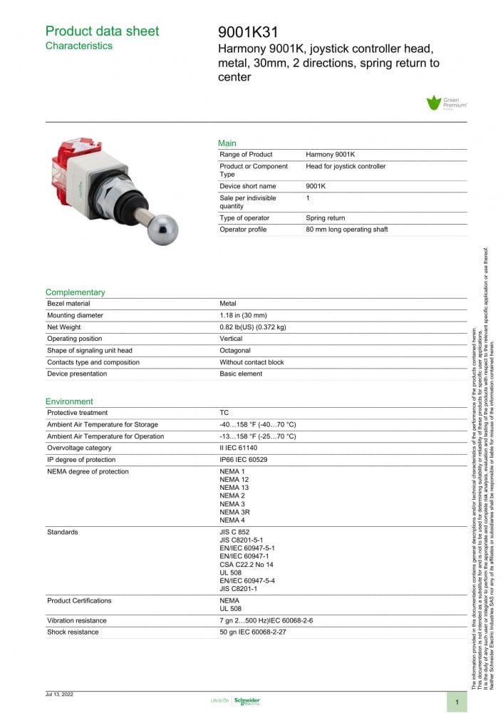 9001K31 technical document page 1