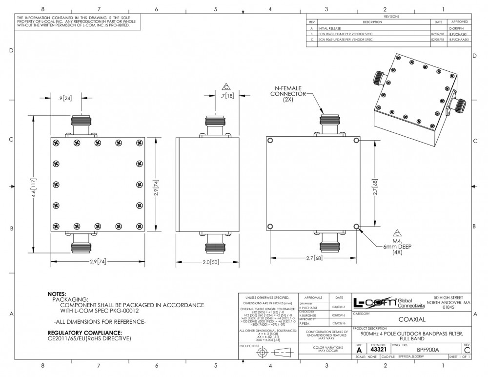 L-com BPF900A technical document preview