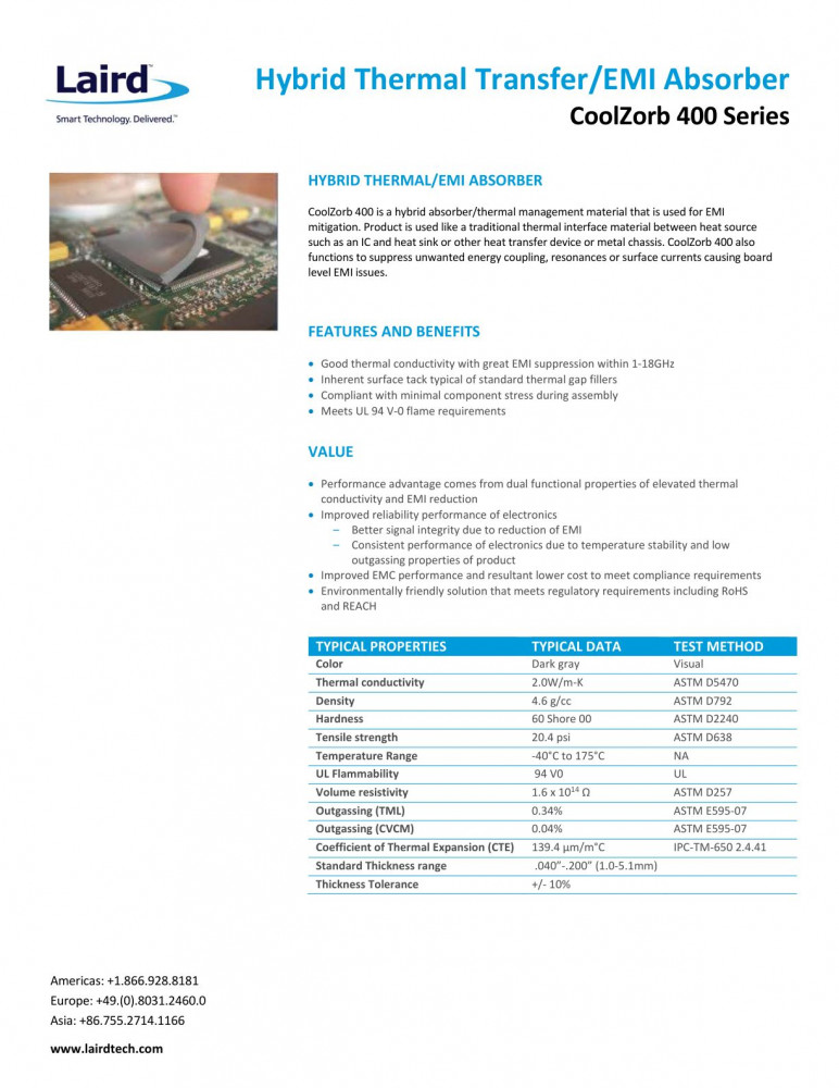 Laird CoolZorb 400 Series technical document page 1