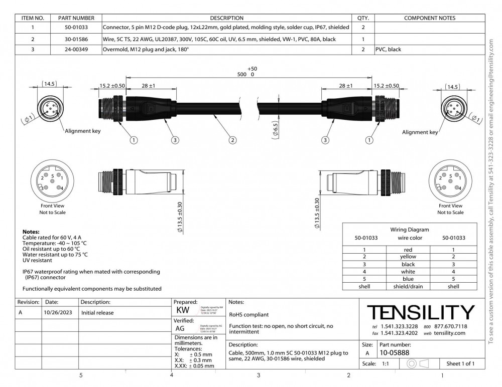 Product drawing for Tensility International model 10-05888