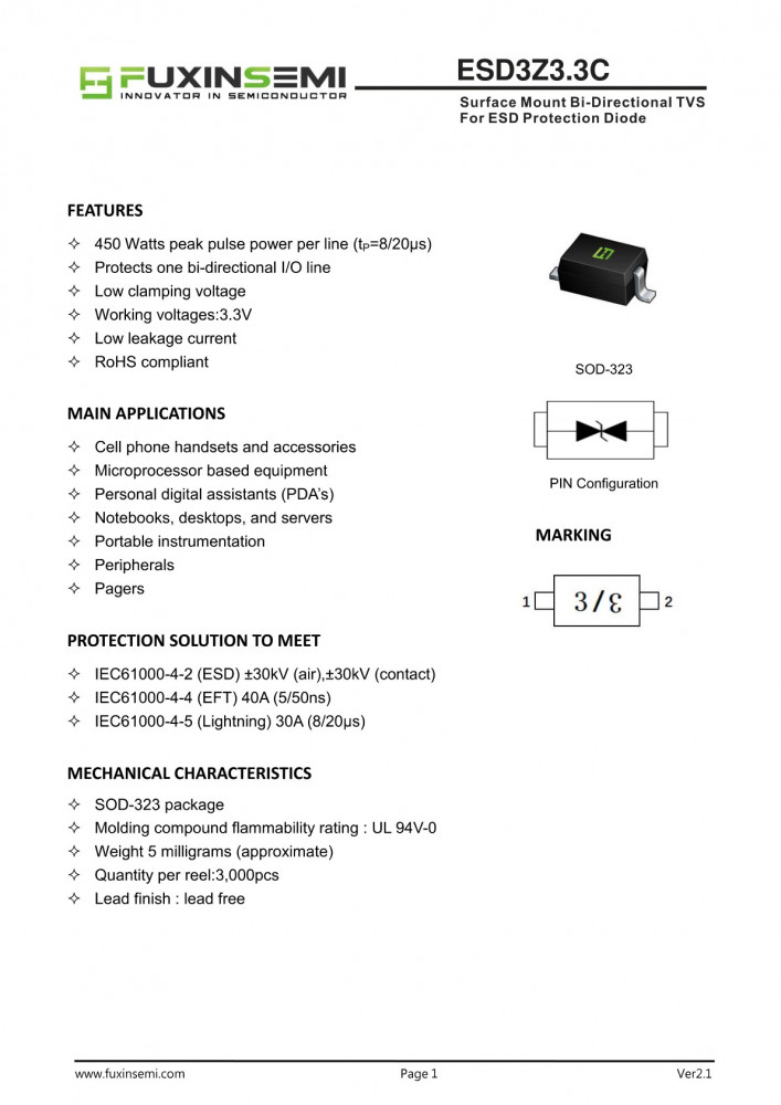 ESD3Z3.3C datasheet page 1