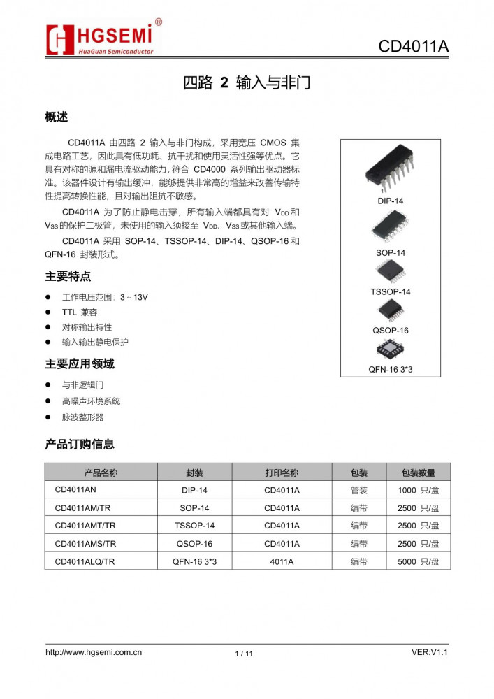 CD4011A datasheet page 1