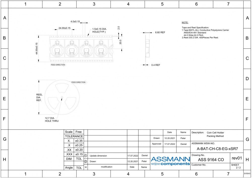Assmann coin-cell holder packing drawing page 2