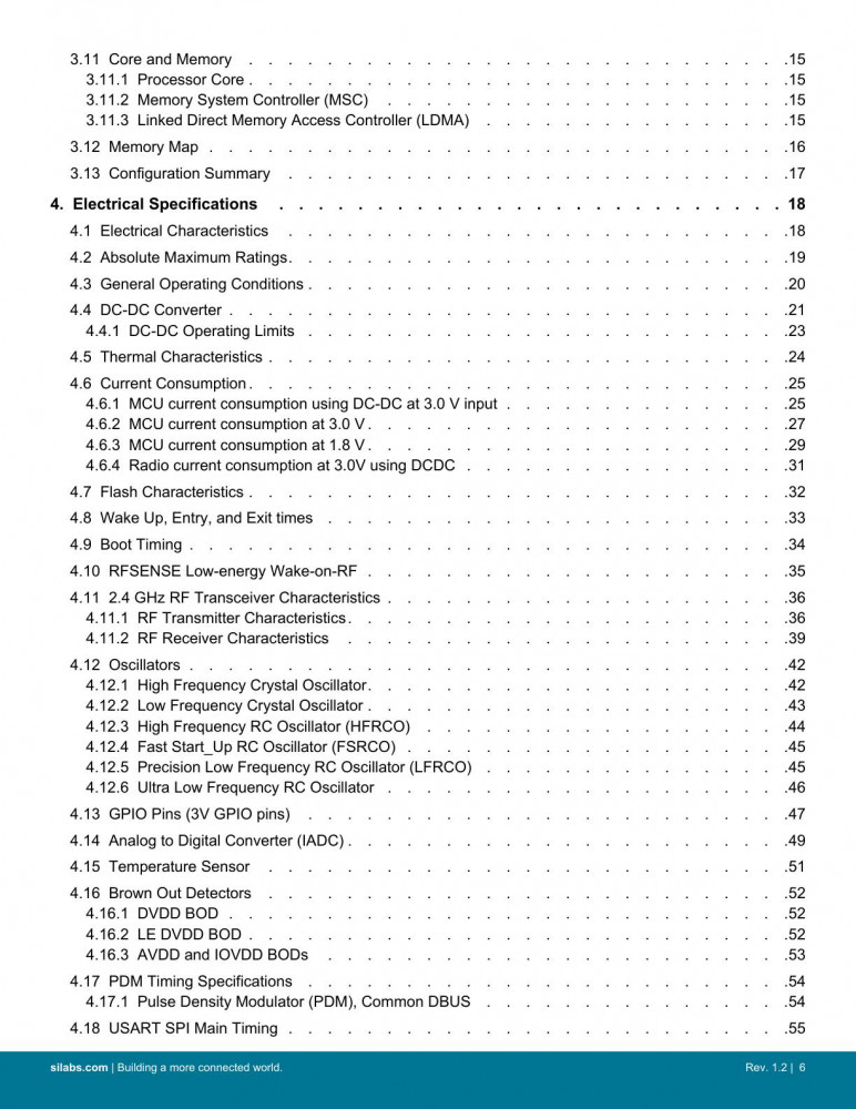 EFR32BG22C112 data sheet preview, page 6