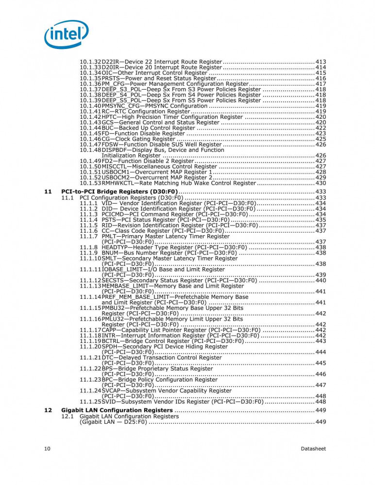 Intel PCH datasheet page 10