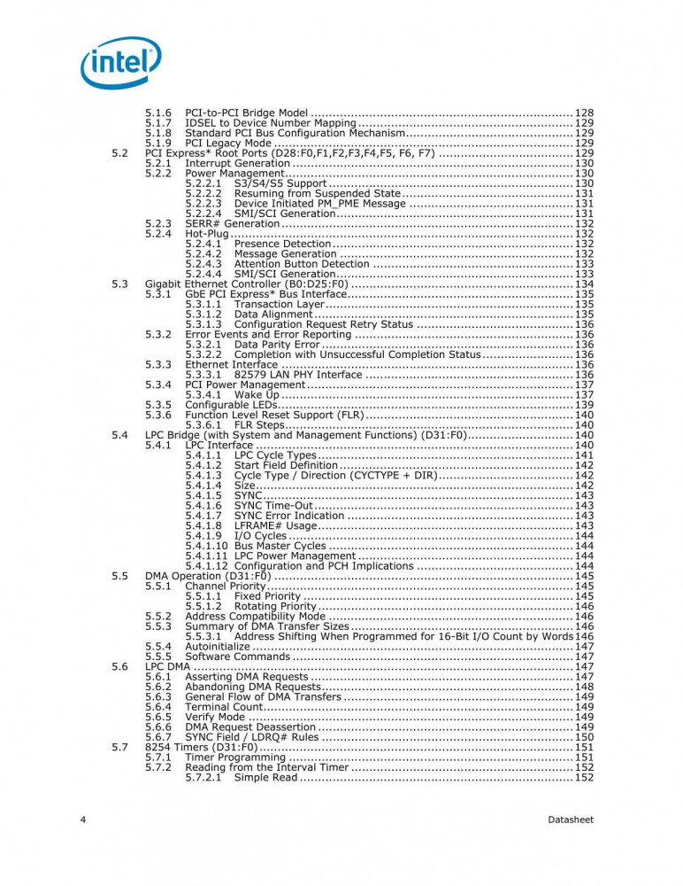 Intel PCH datasheet page 4