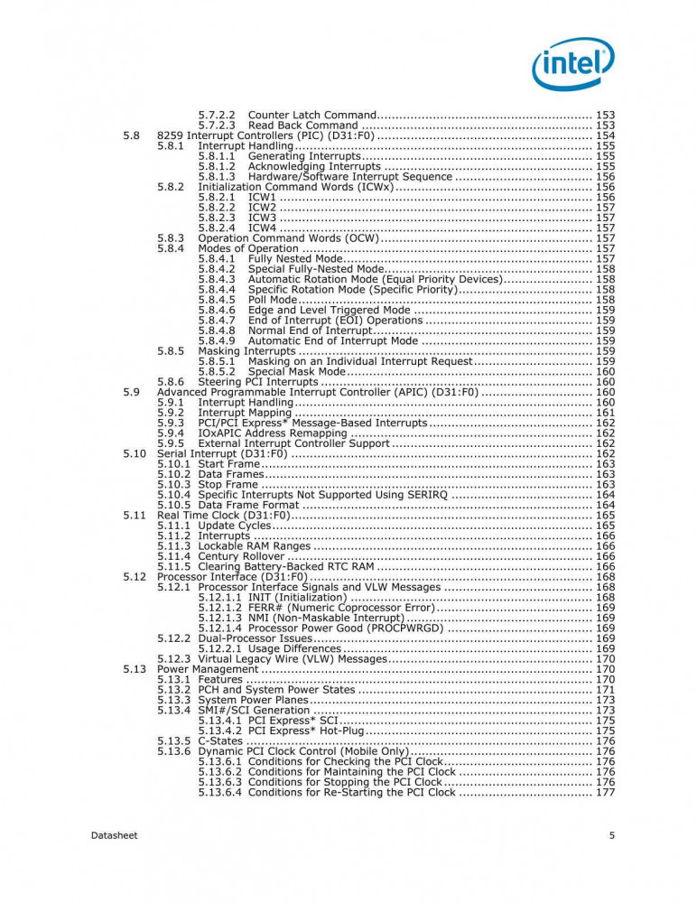 Intel PCH datasheet page 5