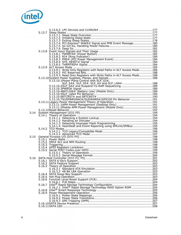 Intel PCH datasheet page 6