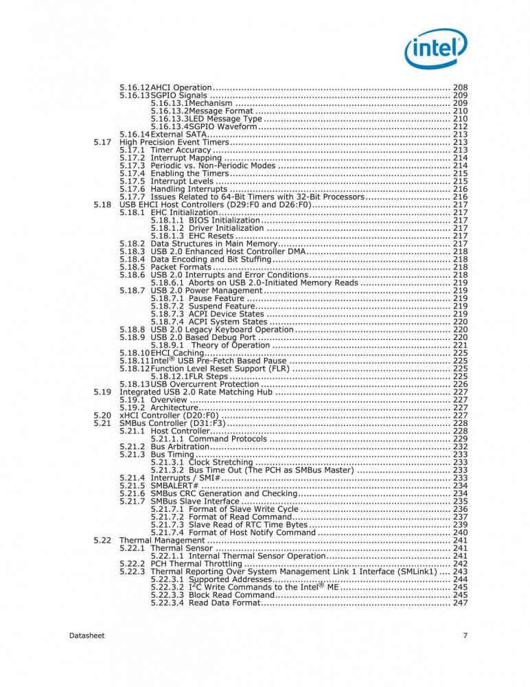 Intel PCH datasheet page 7