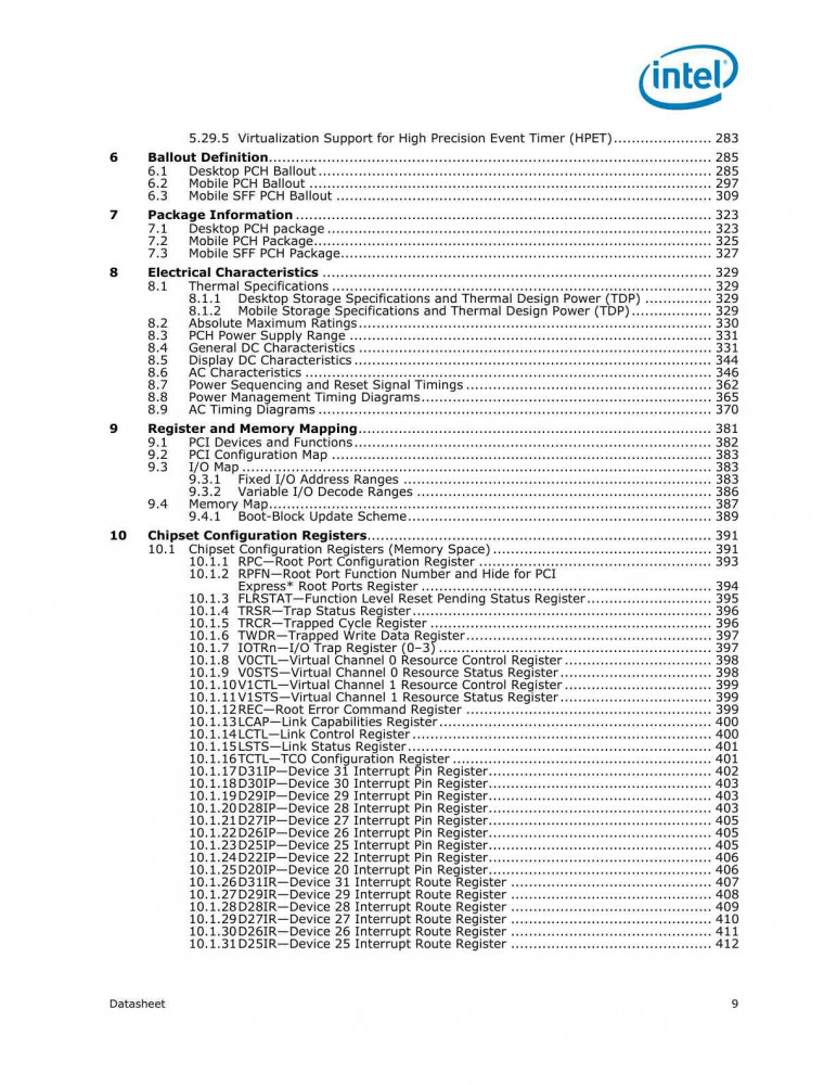 Intel PCH datasheet page 9