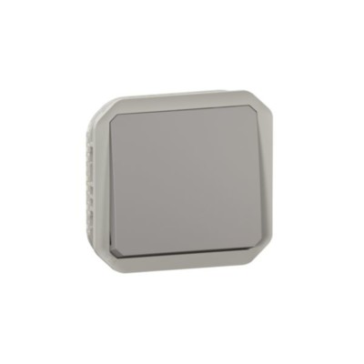 Plexo - Illuminated time delay switch - Grey mechanism - IP55 IK08 impact resistant - 250V AC 8A 0.25min to 15min adjustable timer
