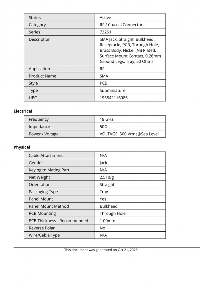 Technical document image 2 for MOLEX 732516521