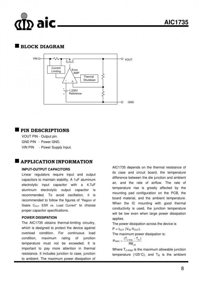 AIC1735 datasheet page 8