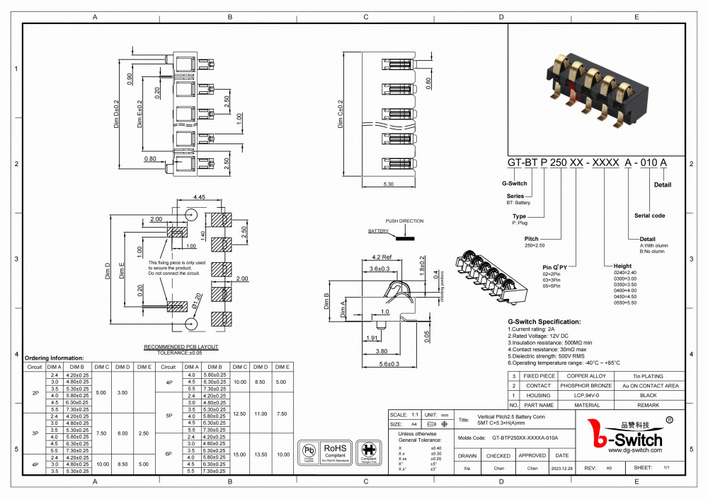 G-Switch GT-BTP25002-0400A-010A technical drawing page 1