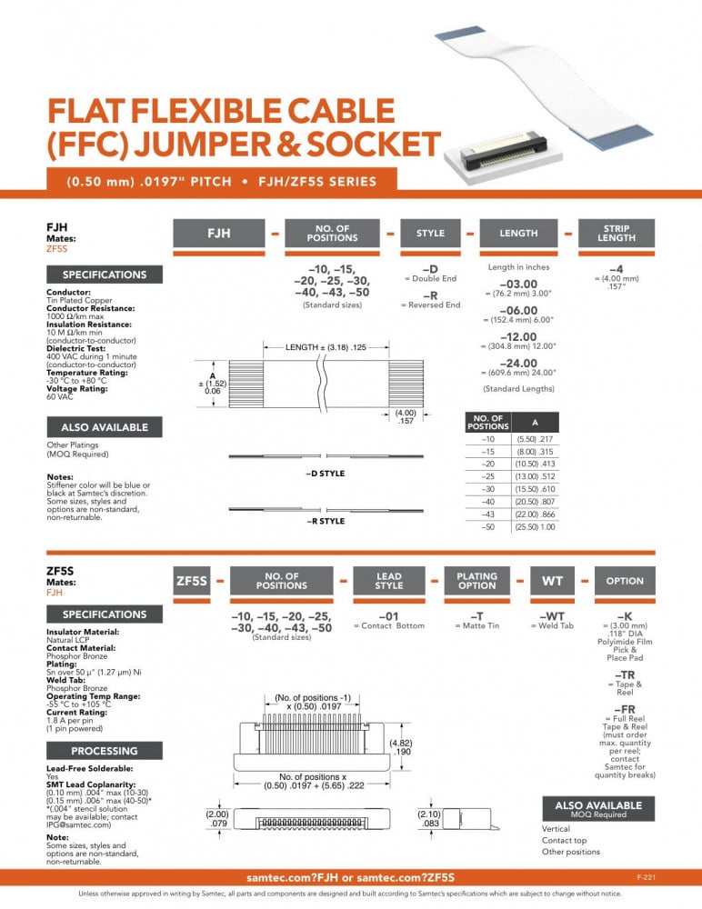 Samtec ZF5S FJH series technical document page 1
