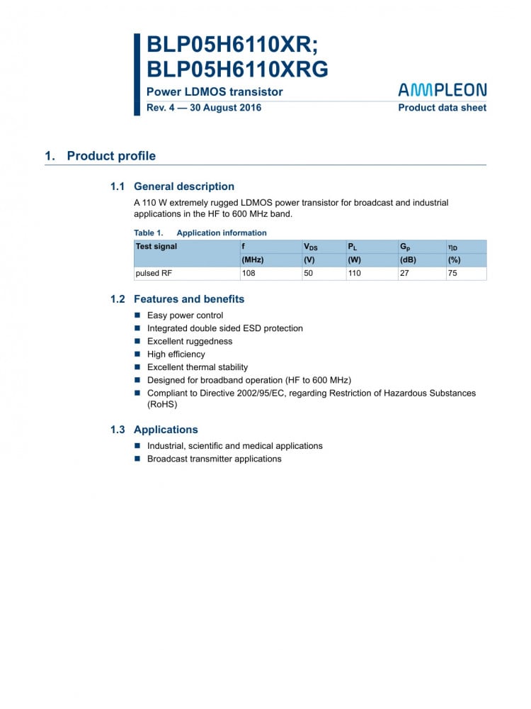 BLP05H6110XRY datasheet page 1