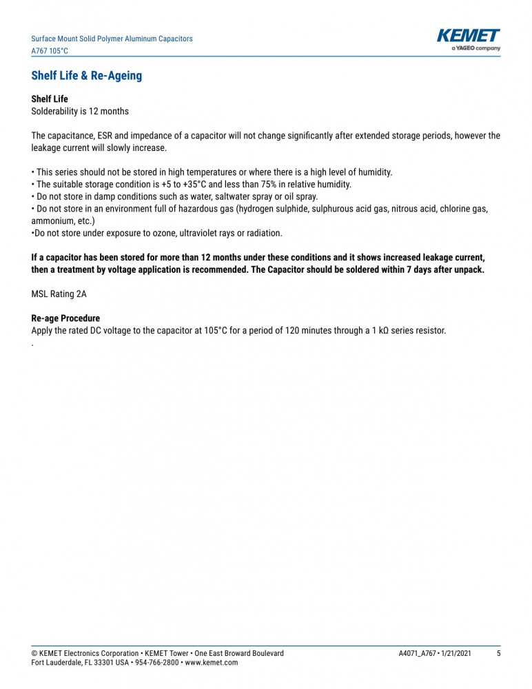 KEMET A767 datasheet page 5