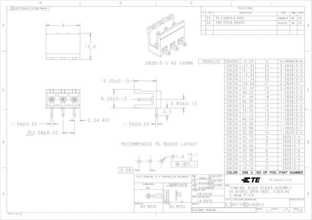 TE Connectivity 282815-6 technical drawing page 1