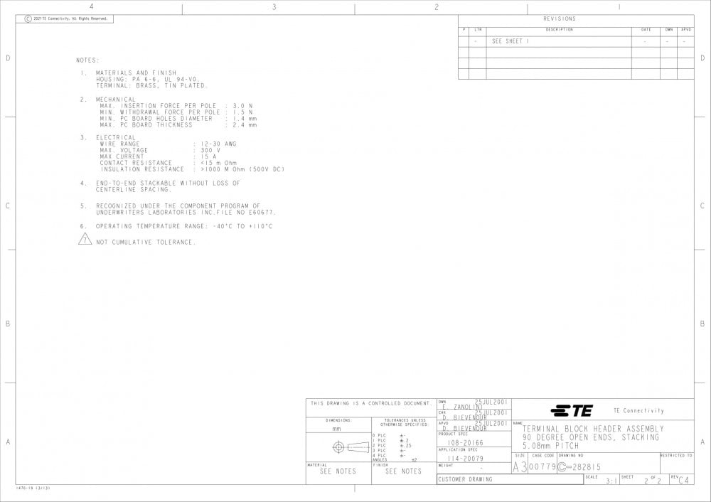 TE Connectivity 282815-6 technical drawing page 2