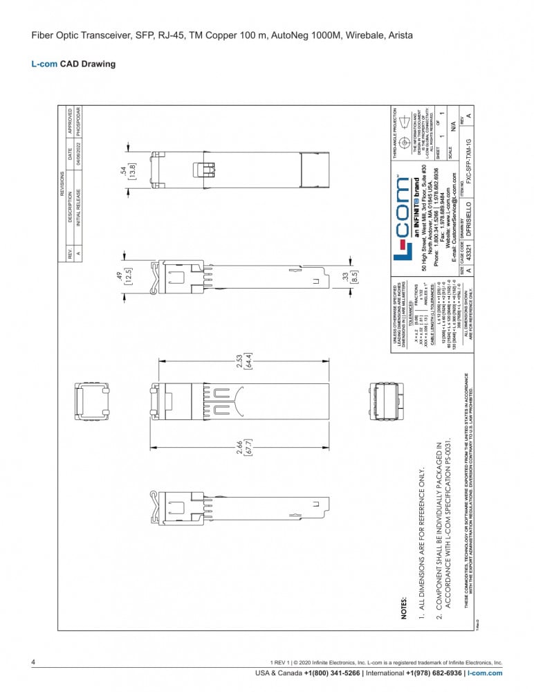 FXC-SFP-TXM-1G-ARI technical document page 4