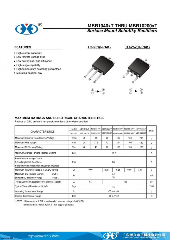 MBR10100DT datasheet page 1