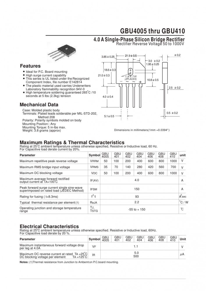 SEP GBU406 datasheet page 1