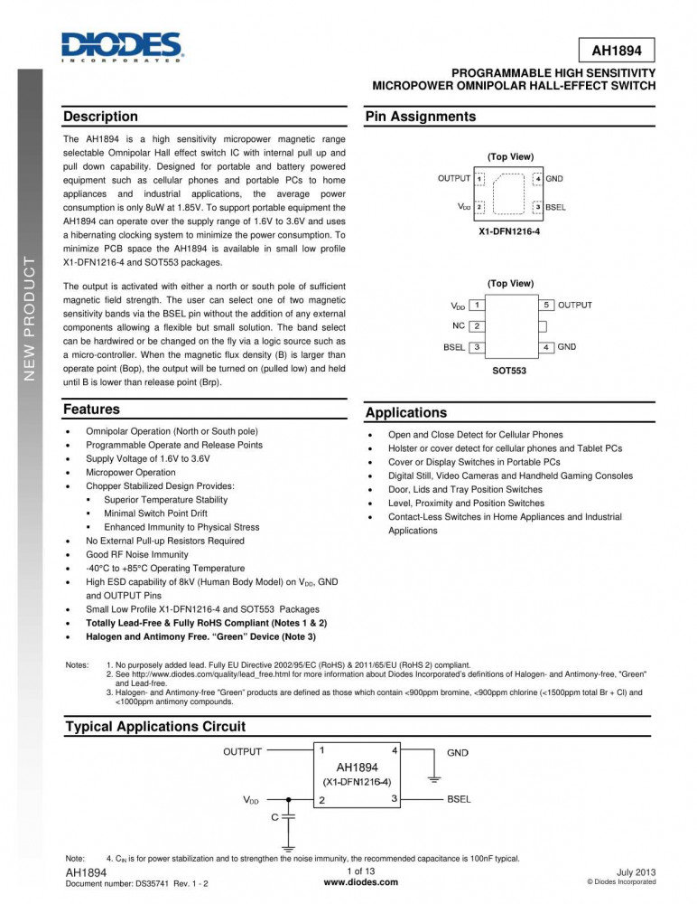 AH1894 datasheet page 1