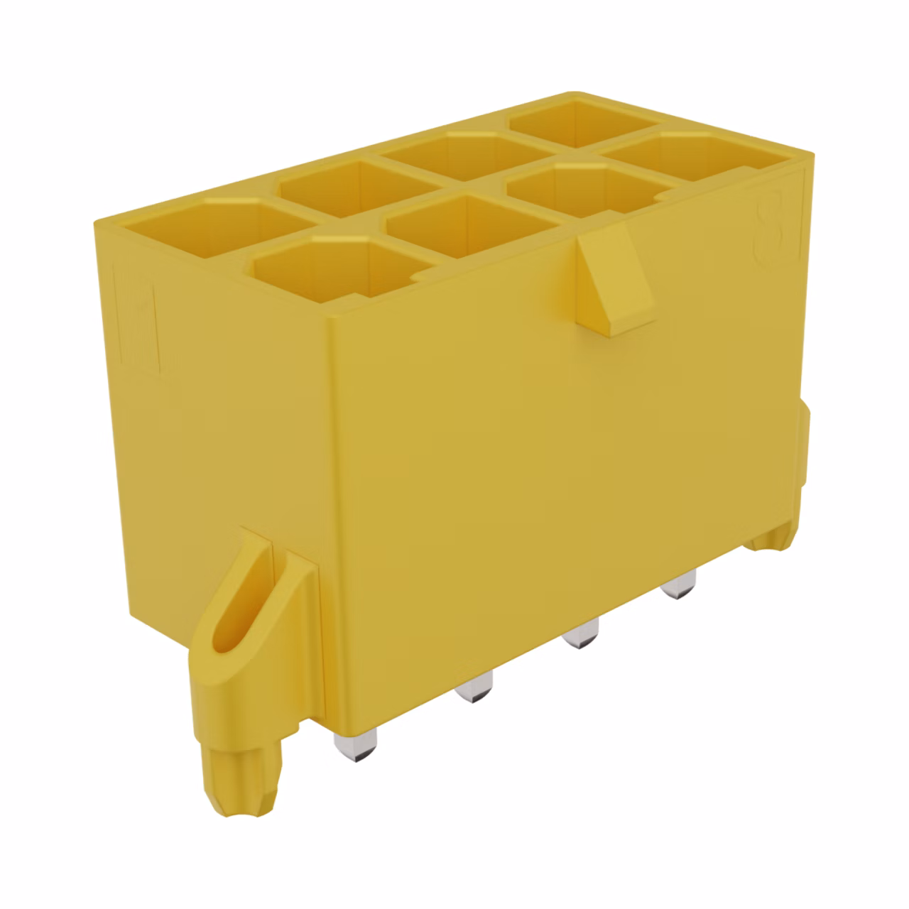Mega-Fit ColorLock Vertical Header with Crush Pegs, 5.70mm Pitch, Through Hole, Dual Row, 8 Circuits, Matte Tin (Sn) Plating, 3.73mm Tail Length, Glow-Wire Capable, Tray, Yellow for sale