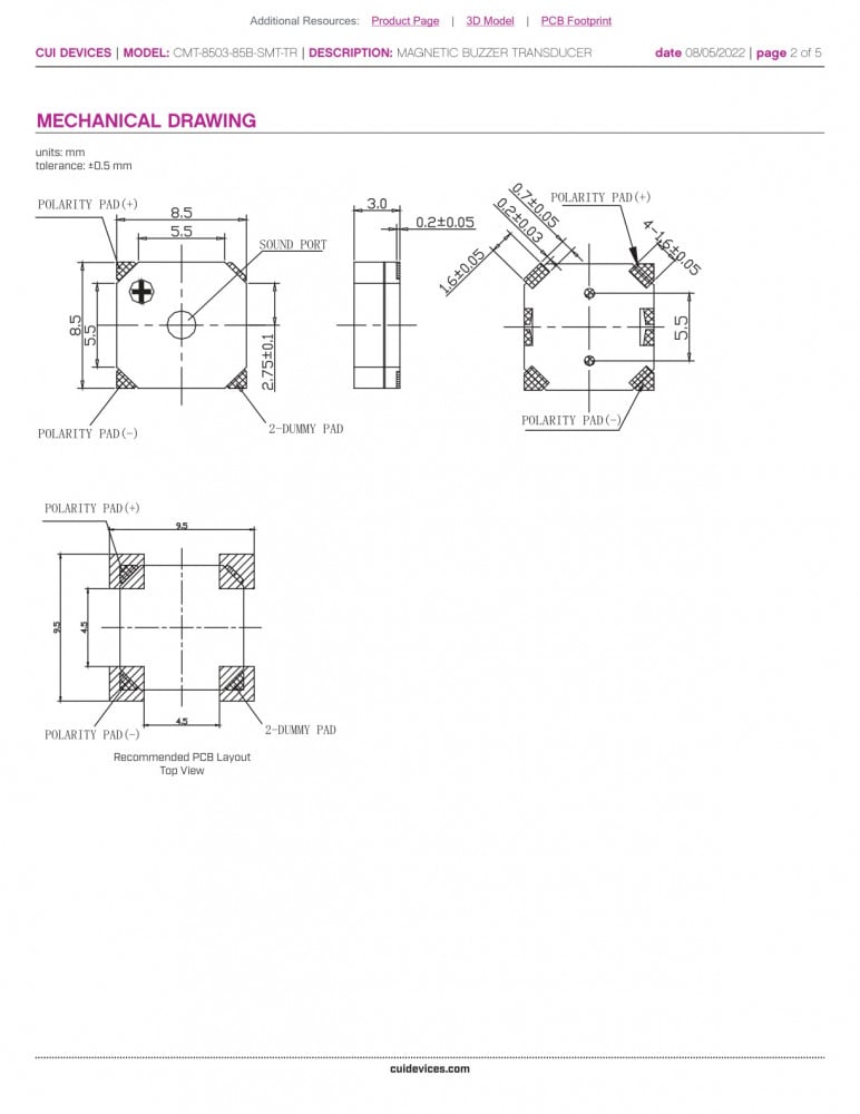 CMT-8503-85B-SMT-TR datasheet page 2