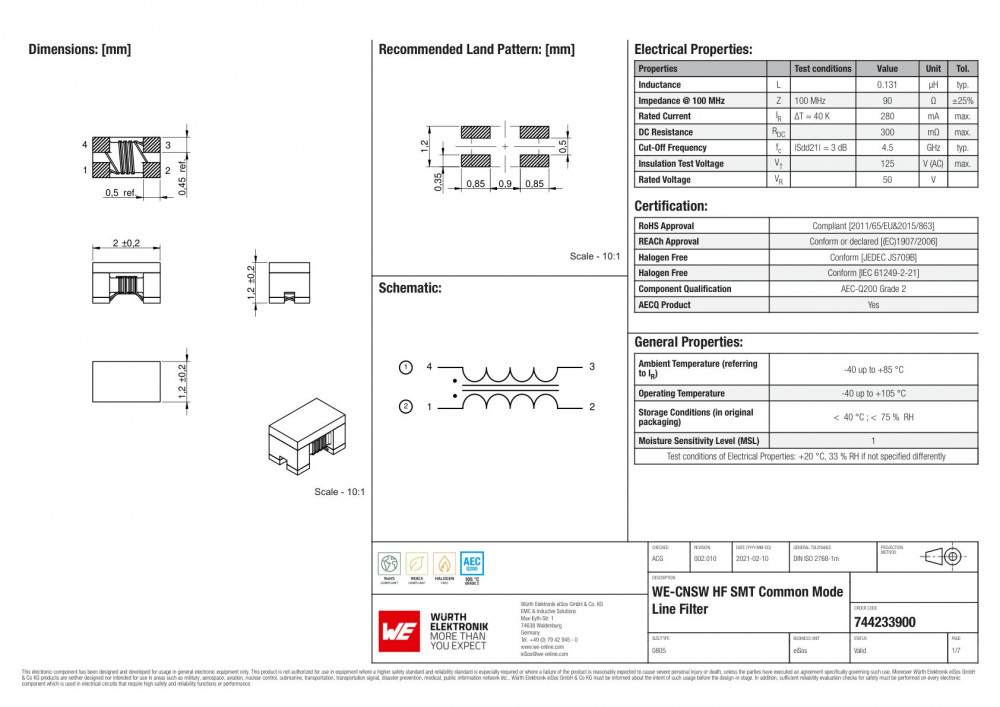 744233900 datasheet page 1