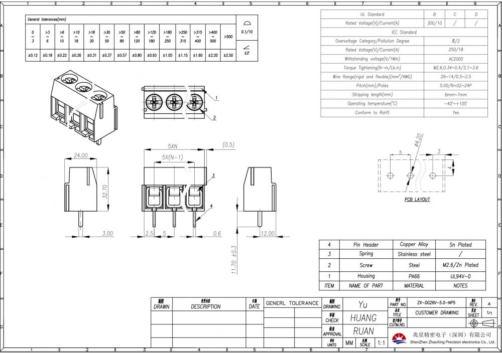 Megastar ZX-DG26V-5.0-3P5 technical drawing page 1