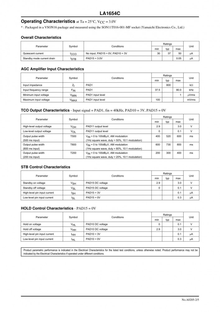 LA1654C technical document page 2