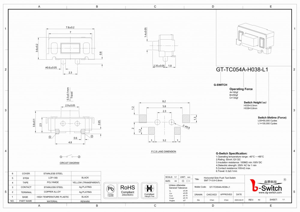 GT-TC054A-H038-L1 technical document page