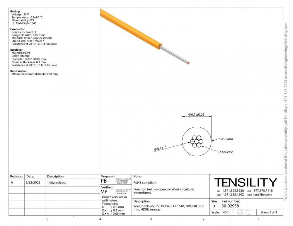 Tensility International 30-02958 product drawing