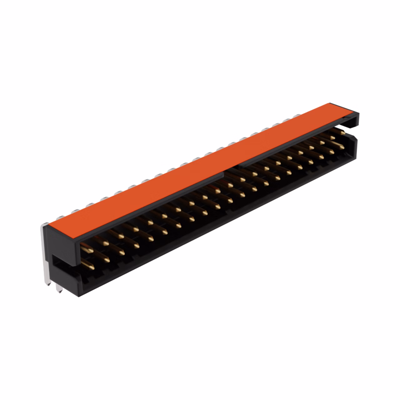 2.00mm Pitch, Milli-Grid PCB Header, Dual Row, Right-Angle, Through Hole, 42 Circuits, 0.76µm Gold (Au) Plating, 3.50mm Tail Length, Dual Side Slots, Dual Friction Locks, Center Polarization, Tube
