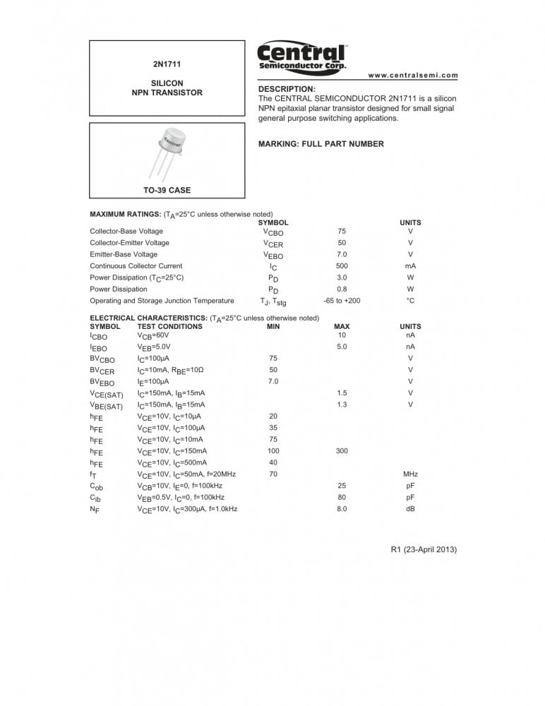 2N1711 PBFREE datasheet page 1