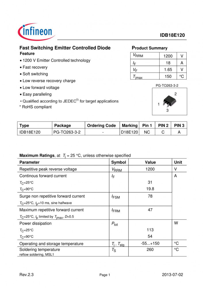 IDB18E120 datasheet page 1
