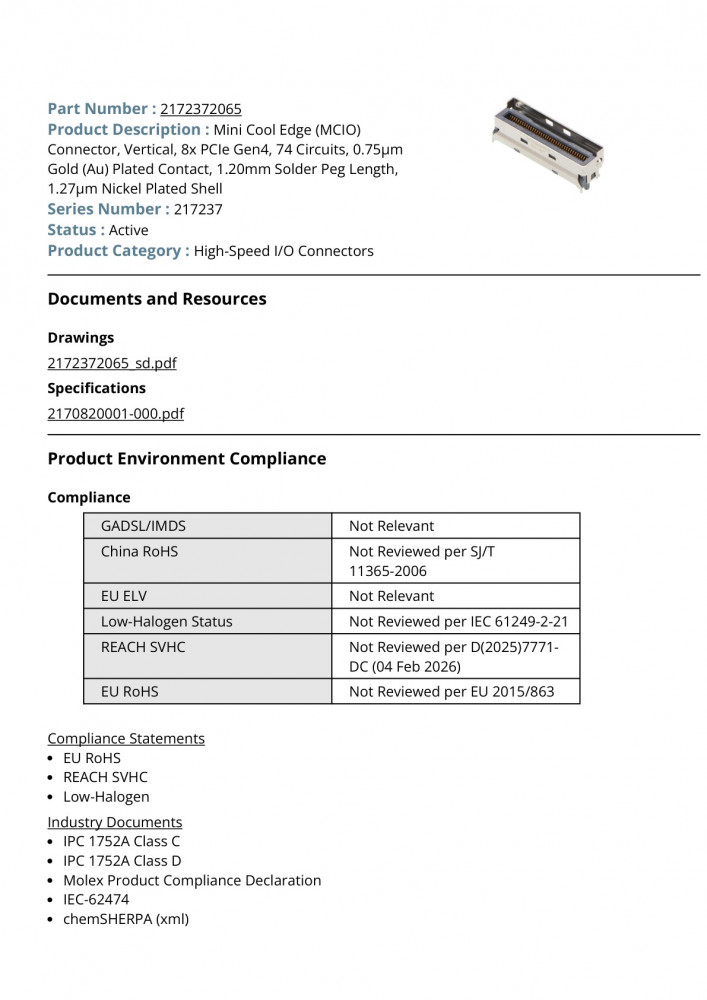 MOLEX 2172372065 technical document page 1