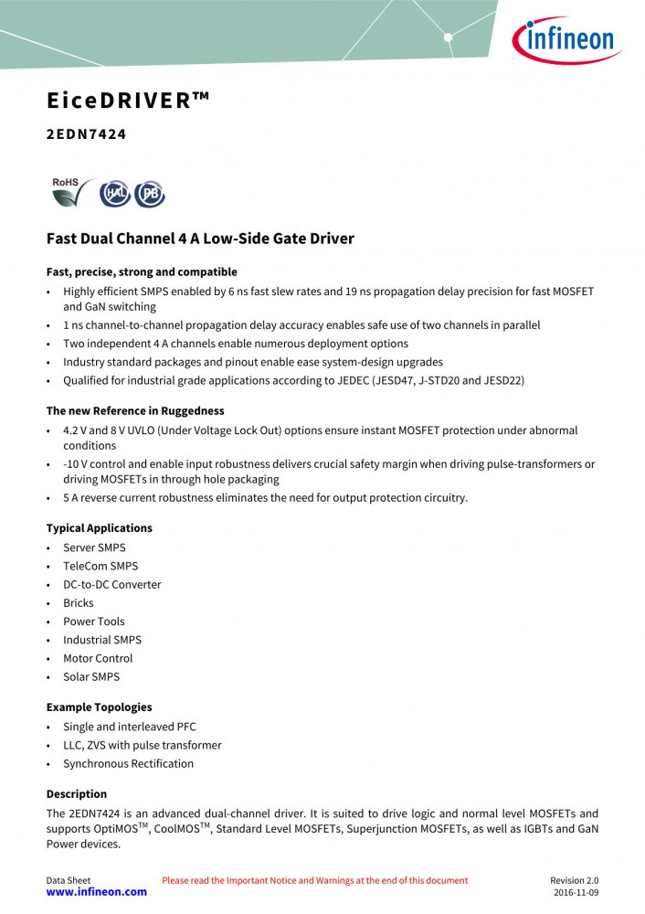 2EDN7424 datasheet page 1