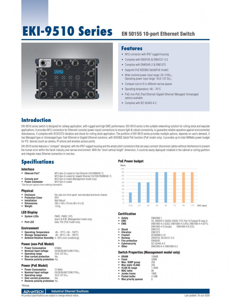 EKI-9510 series product document, page 1