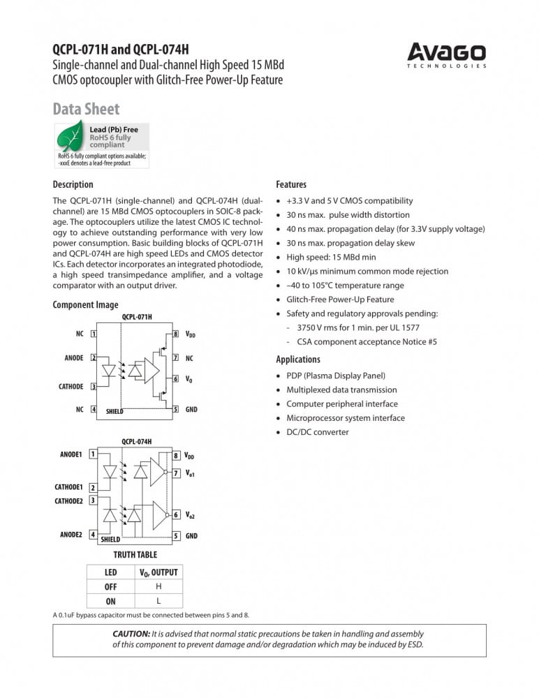 QCPL-074H-500E datasheet page 1