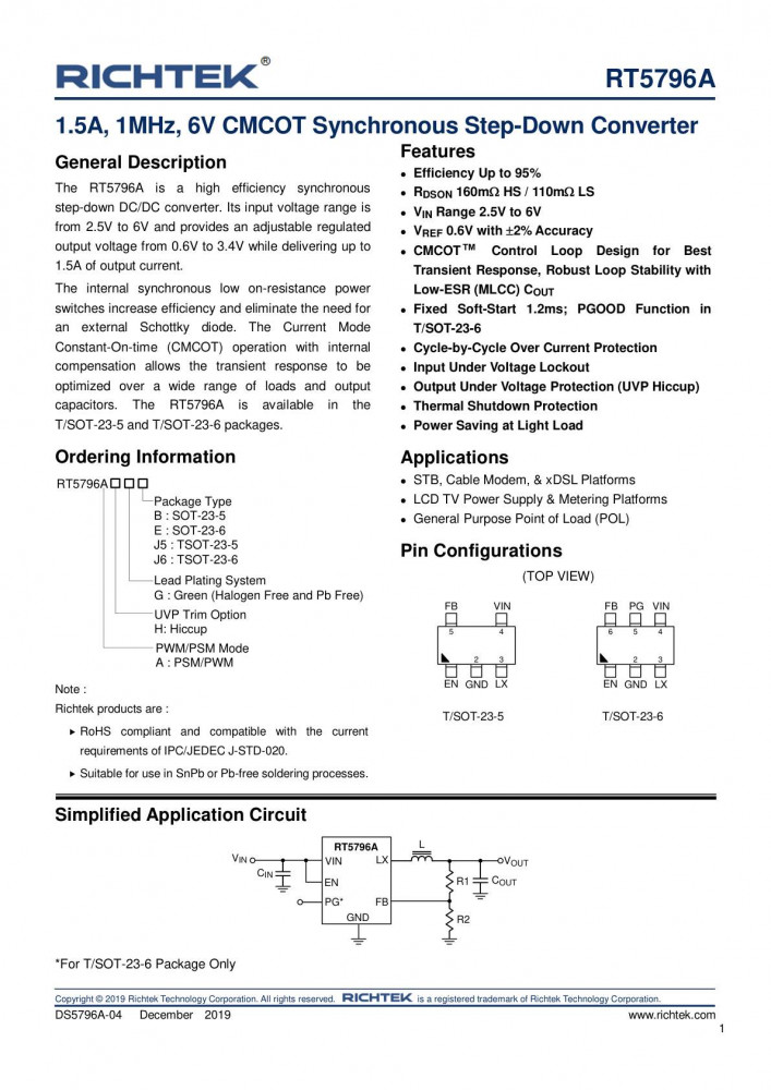 RT5796A datasheet page 1