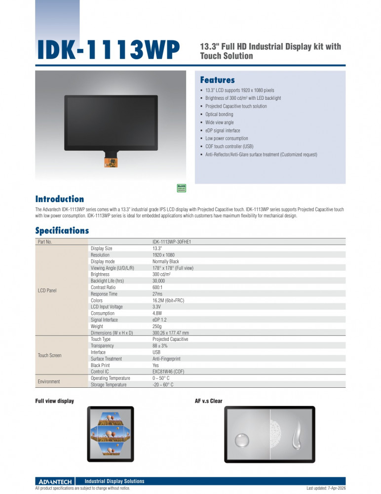 IDK-1113WP technical document page 1