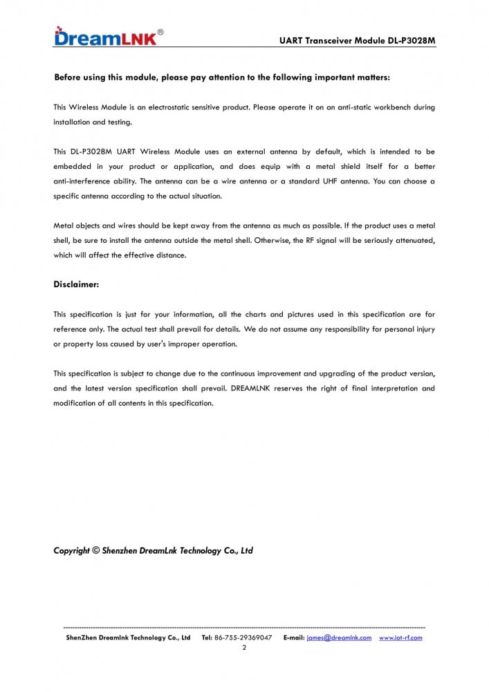 DL-P3028M datasheet page 2