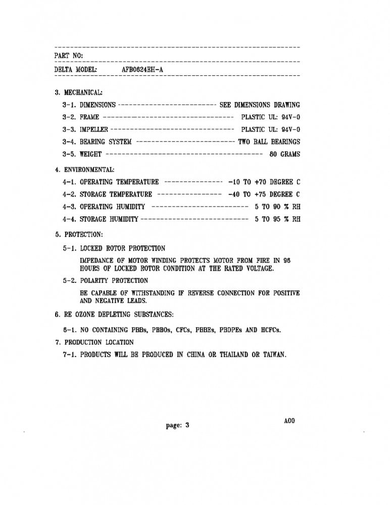 AFB0624EH-A specification page 3