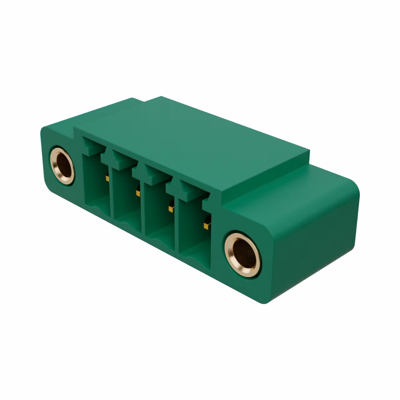 3.50mm Pitch Eurostyle Right-Angle PCB Header, with Threaded Retention Inserts, Green Housing, Gold (Au) Plated, 4 Circuits for sale