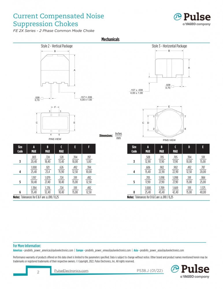 PULSE FE 2X Series technical document page 2