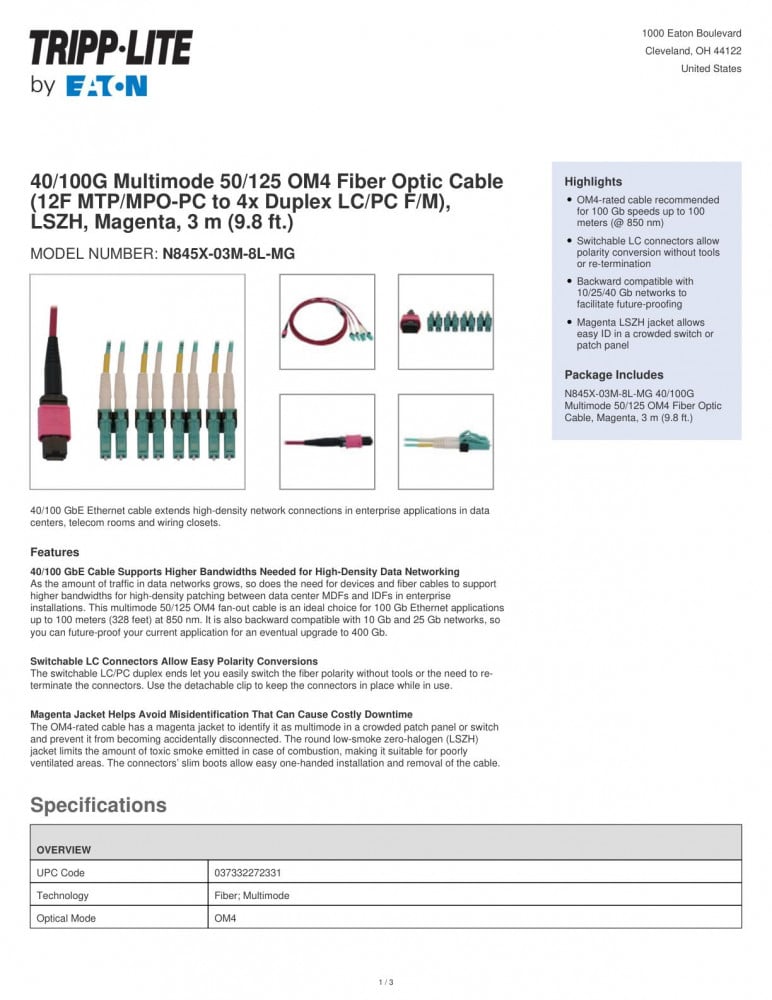 N845X-03M-8L-MG technical document page 1