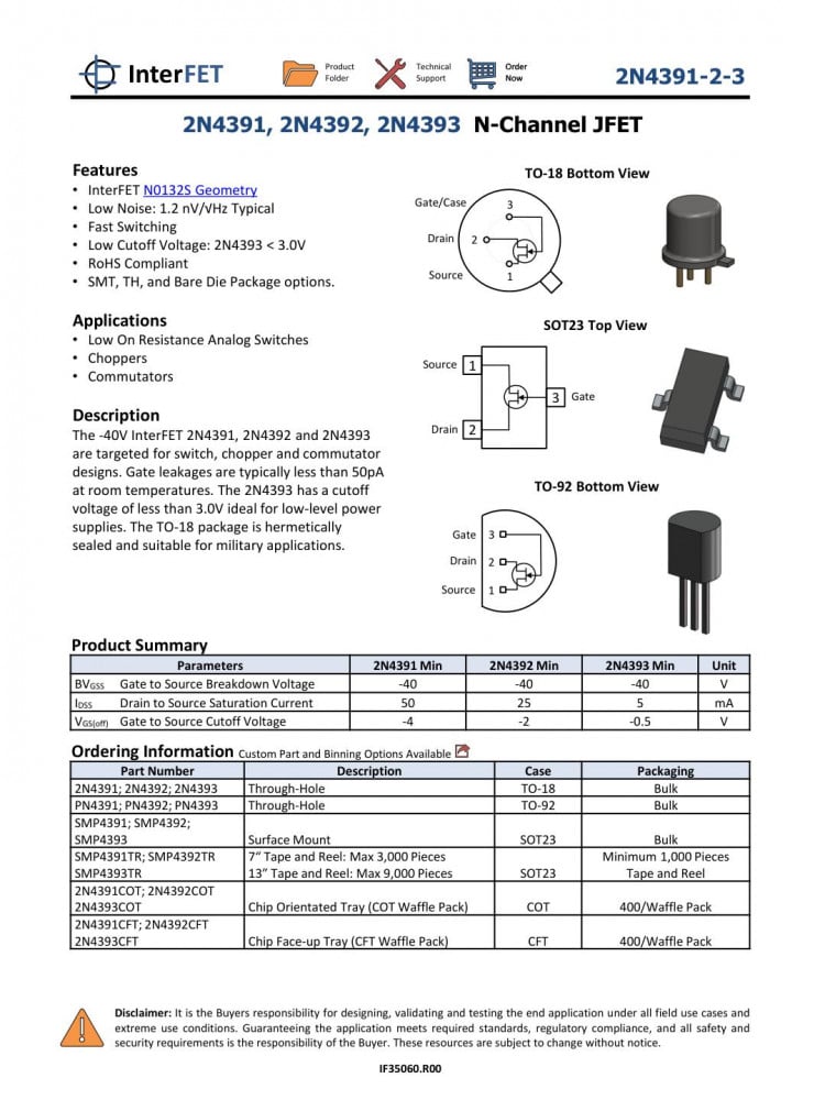 2N4393 datasheet page 1